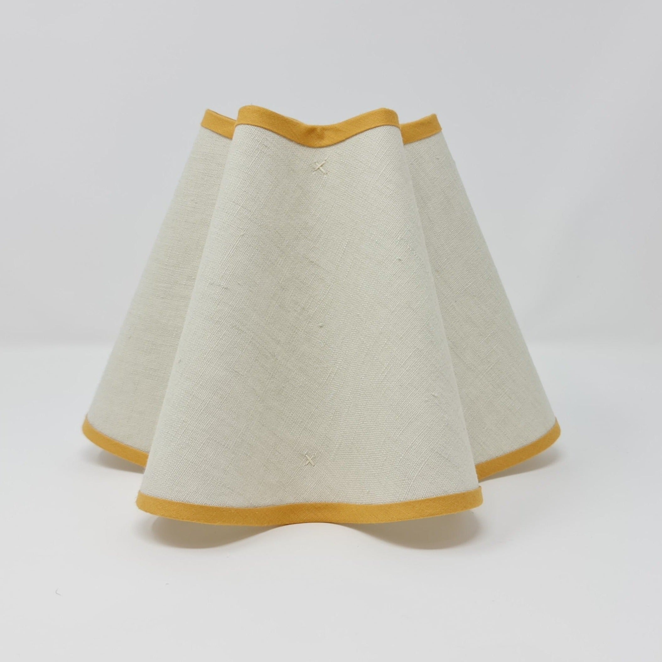 NATURAL LINEN - WAVY LAMPSHADE - FLAT EDGED - COLOUR TRIM